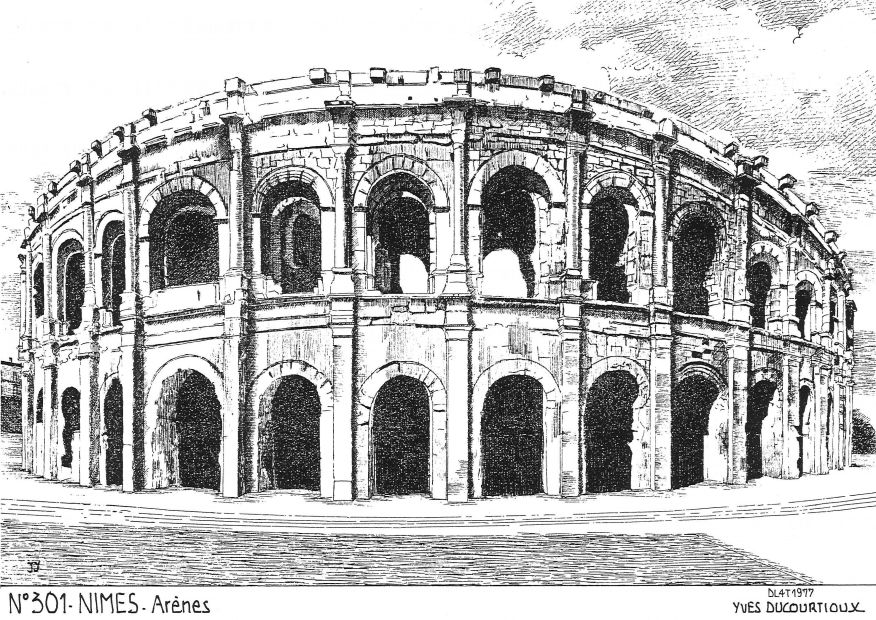 Yves DUCOURTIOUX - Cartes Postales NIMES , souvenirs ville departement